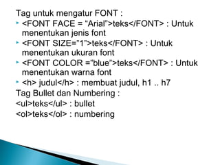 Tag HTML untuk mendesain website | PPT