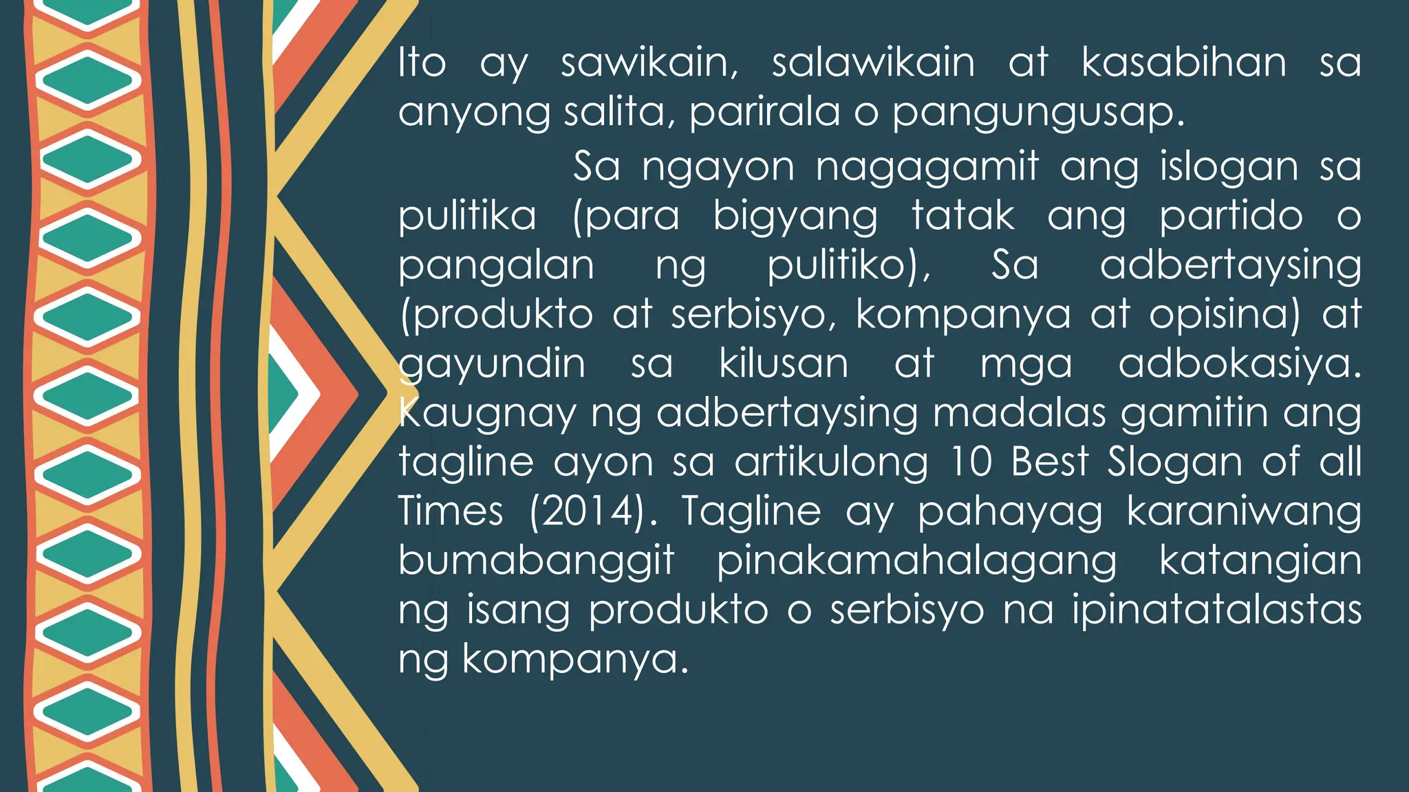 Tagline.at mga Advertisement na Propaganda similar sa Motto ng Product ...
