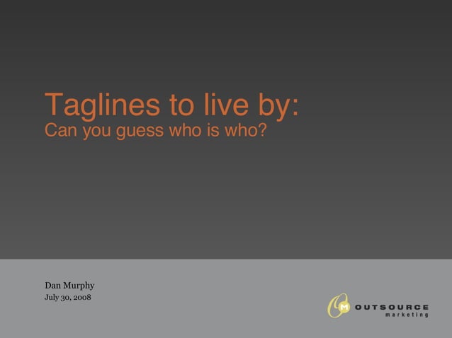 Tagline Challenge: Can you guess who's who? | PPT | Marketing and ...