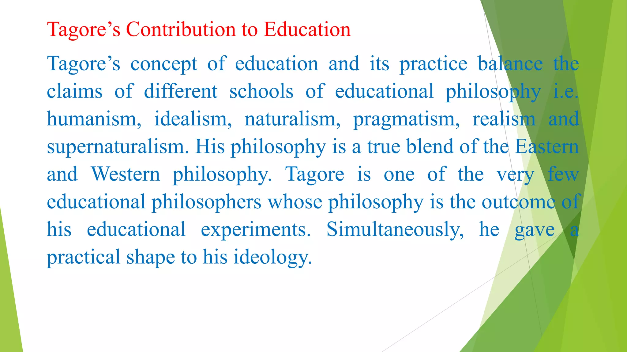 Educational philosophy of Rabindranath Tagore | PDF