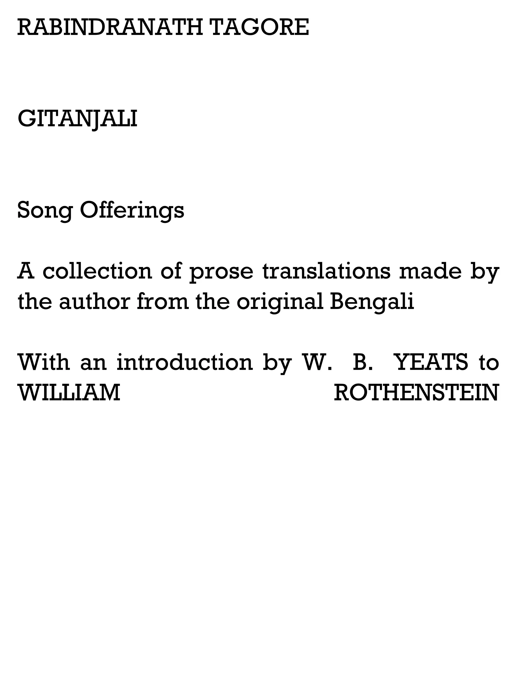 Tagore rabindranath-1861-1941 gitanjali | PDF