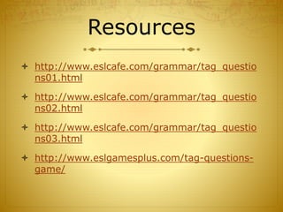Tag Question Mini Lesson | PPTX