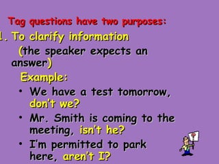 Tag questions | PPT