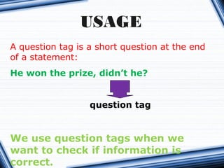 Tag questions | PPT