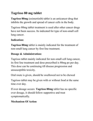 Tagrisso 80 mg tablet | lung cancer treatment | PDF