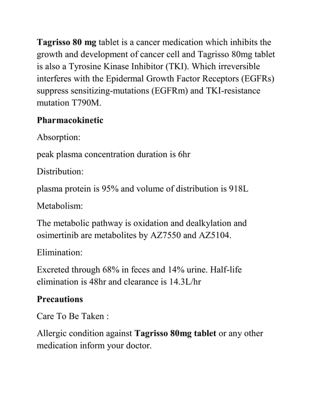 Tagrisso 80 mg tablet | lung cancer treatment | PDF