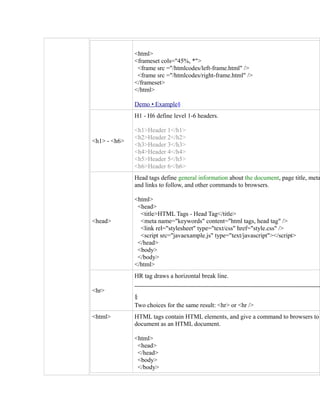Tags | DOC | Web Design and HTML | Internet