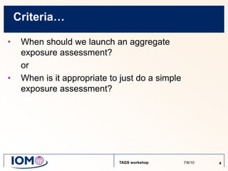 Tiered aggregate exposure assessment - when to launch | PPTX