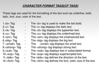 Tags in html | ODP