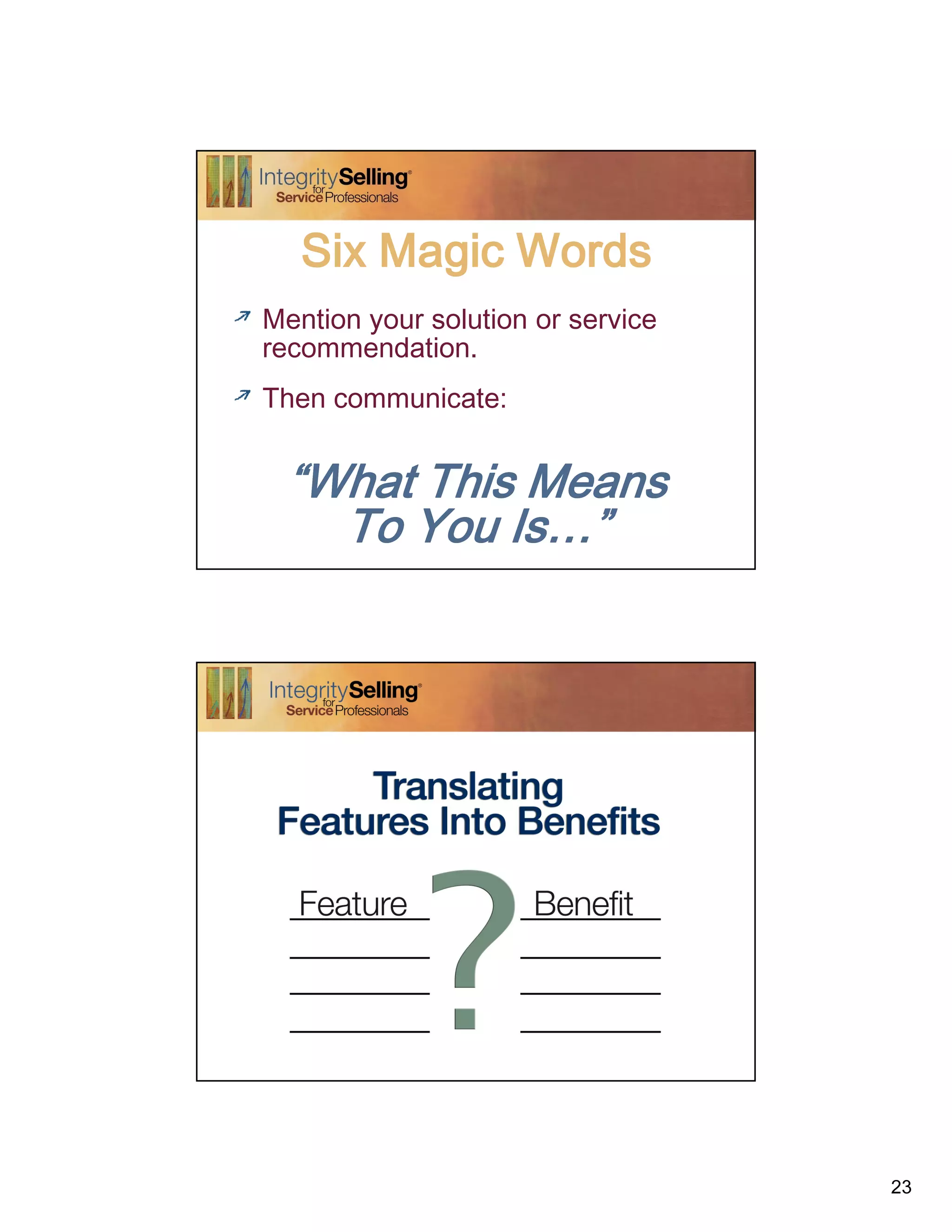 Integrity Selling Presentation | PDF