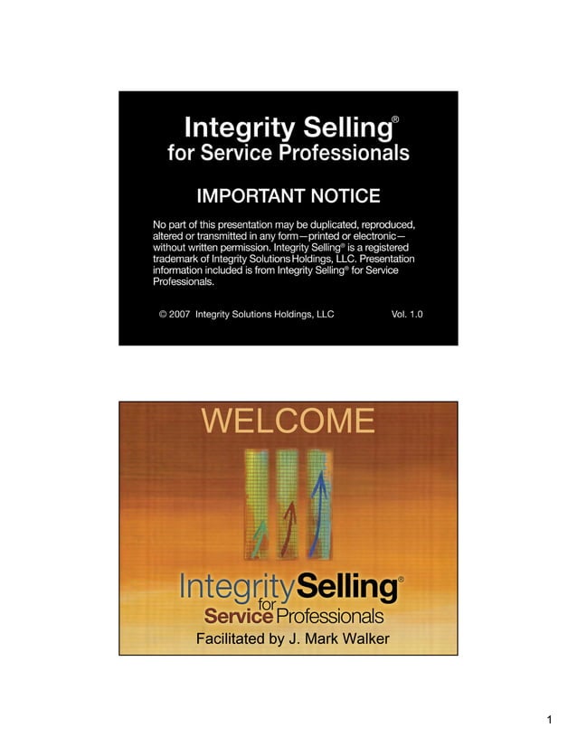 Integrity Selling Presentation | PDF