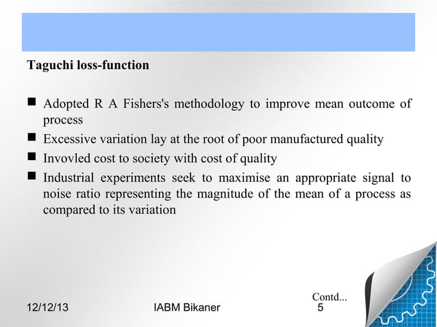 Taguchi method | PPT | Mechanical and Industrial Engineering Industry ...