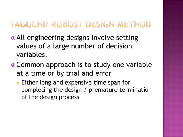 Taguchi method-process imp | PPT