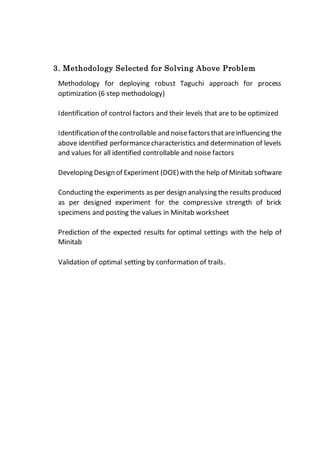 Process parameter optimization for fly ash brick by Taguchi method | PDF