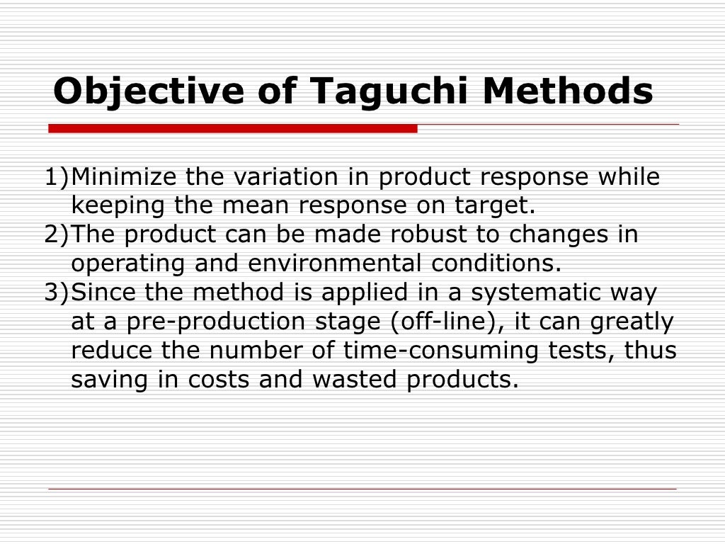 Seminar on Basics of Taguchi Methods | PPT