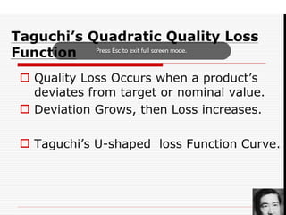 Taguchi quality loss function | PPTX