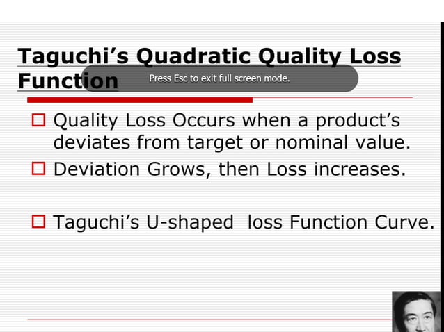 Taguchi quality loss function | PPTX