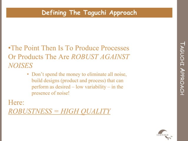 Taguchi’s quality engineering & analysis | PPTX | Mechanical and ...