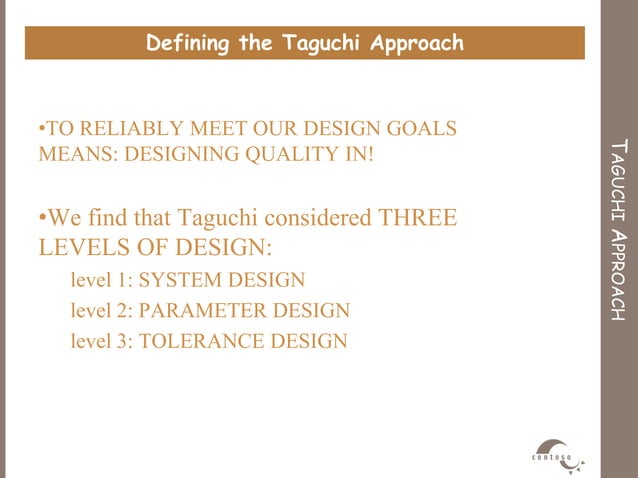 Taguchi’s quality engineering & analysis | PPTX | Mechanical and Industrial Engineering Industry ...