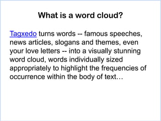 Get your class creating shapely word clouds using Tagxedo | PDF ...