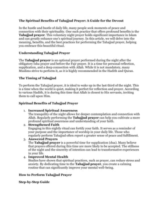 Tahajjud Prayer Dua | Special Supplications | PDF