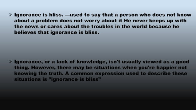 Is ignorance a bliss? | PPTX | Children\'s Health | Healthy Living