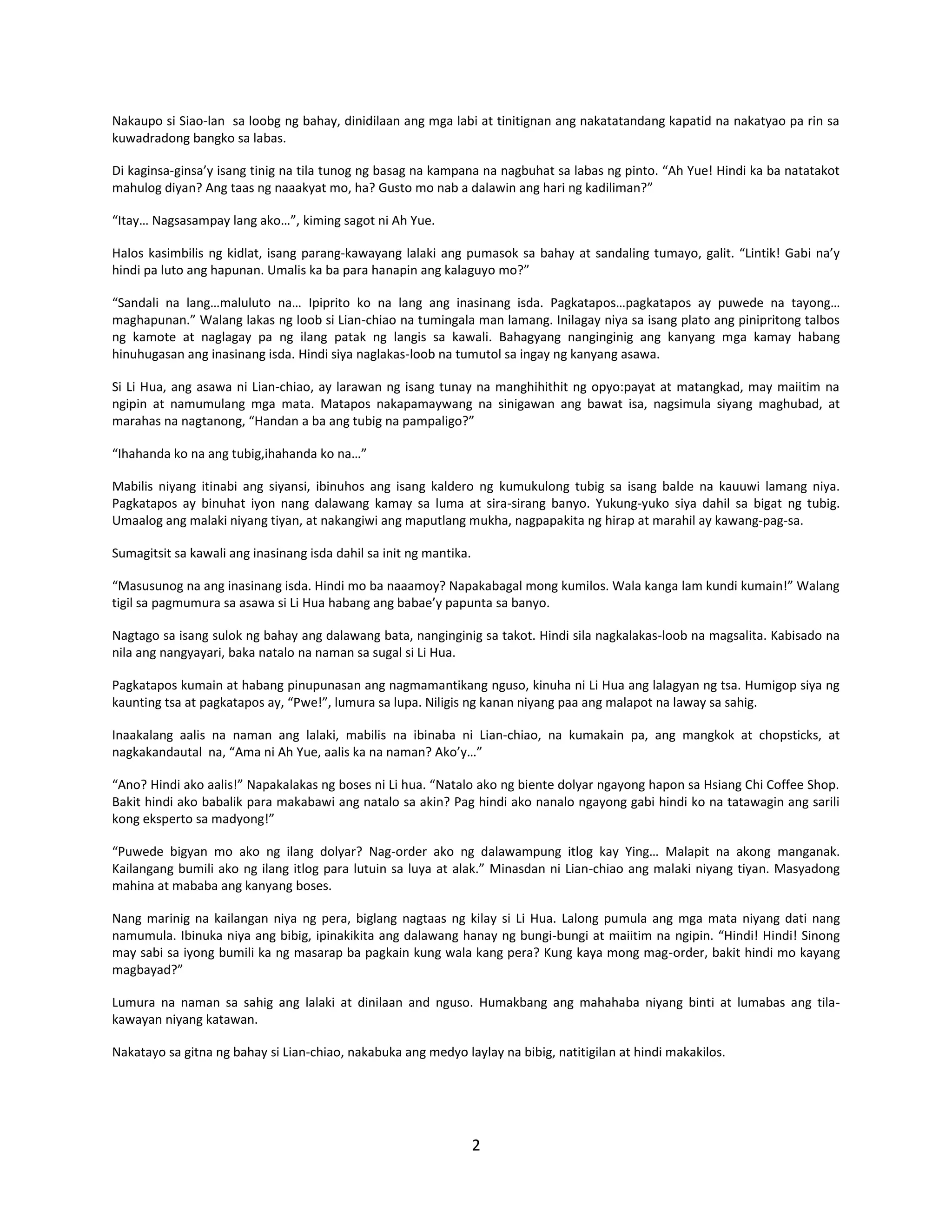 Tahanan ng isang sugarol salin ni rustica carpio | DOCX