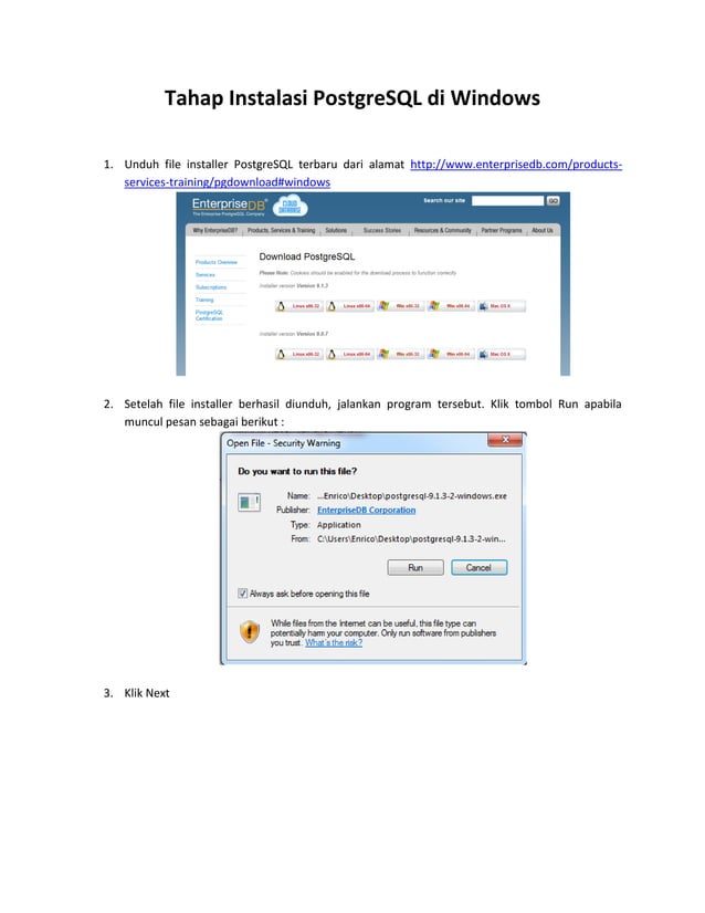 Tahap instalasi-postgresql-di-windows | PDF