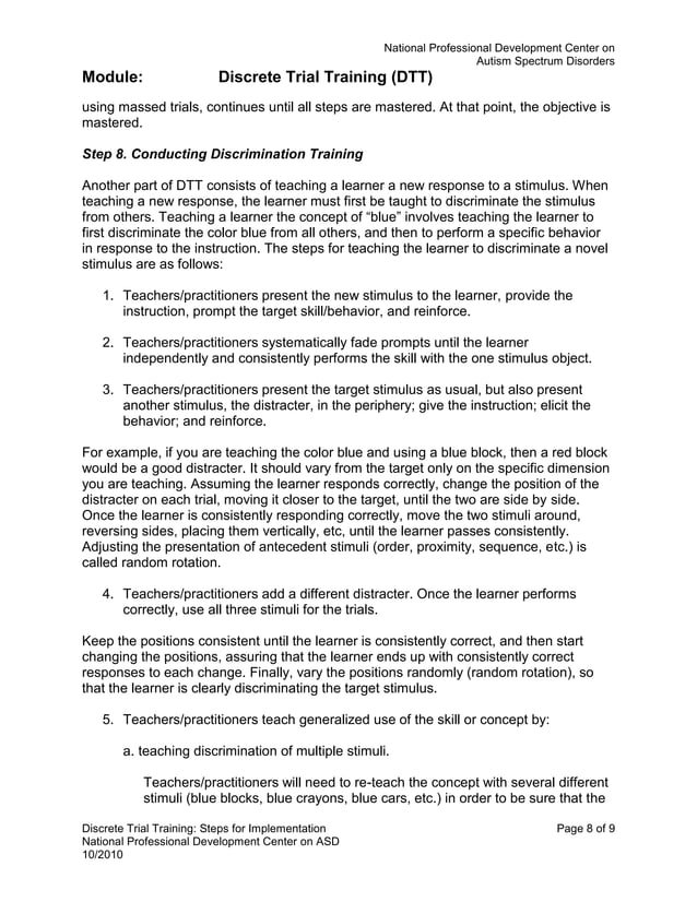 Tahapan pelaksanaan discrete trial teaching | PDF | Free Download