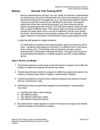 Tahapan pelaksanaan discrete trial teaching | PDF