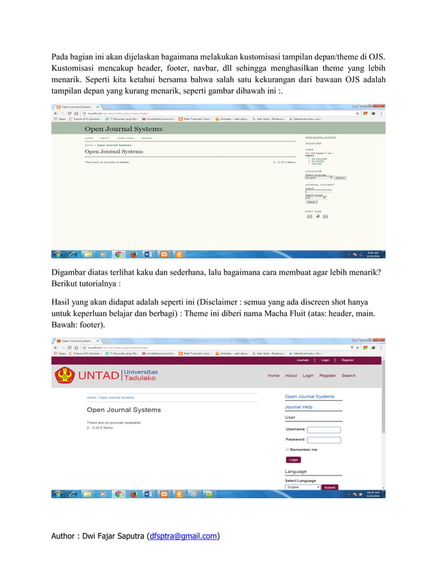Tahapan kustomisasi theme untuk ojs | PDF