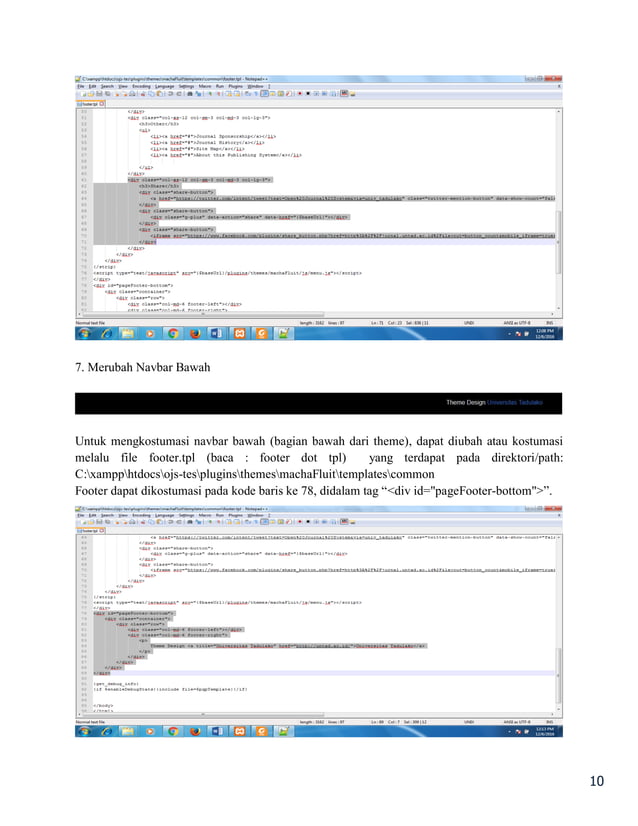 Tahapan kustomisasi theme untuk ojs | PDF
