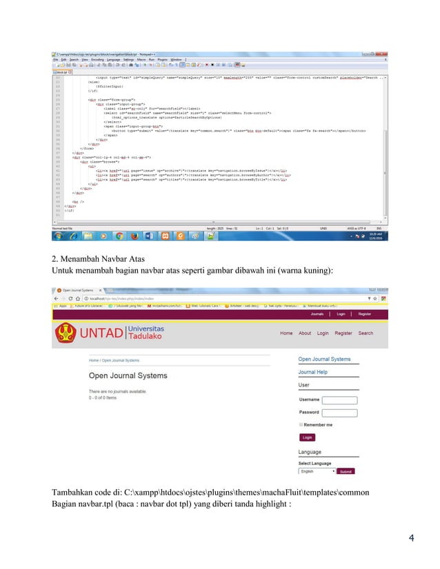 Tahapan kustomisasi theme untuk ojs | PDF