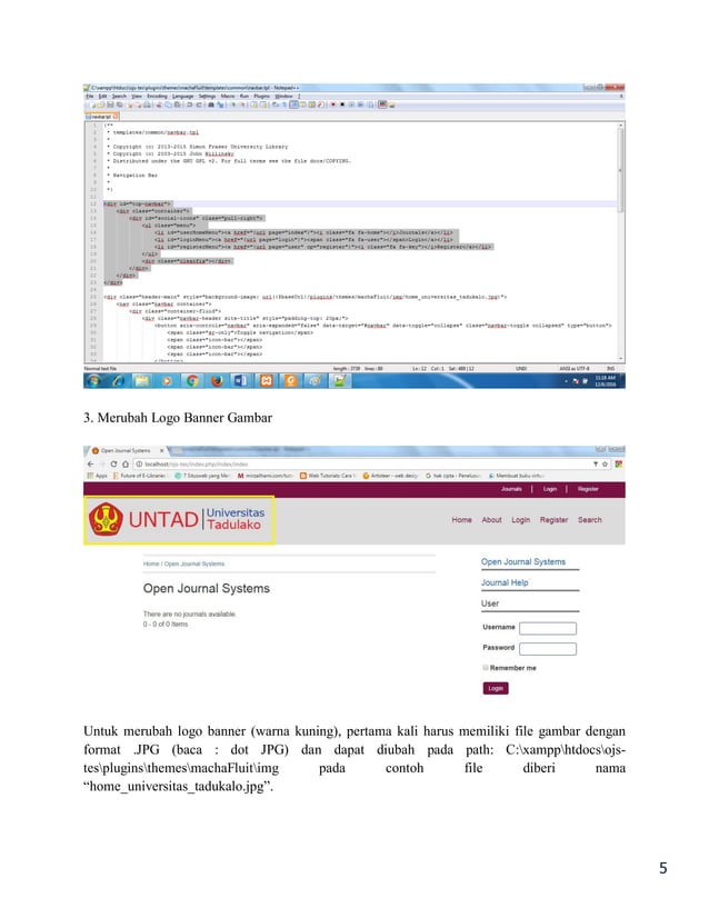 Tahapan kustomisasi theme untuk ojs | PDF