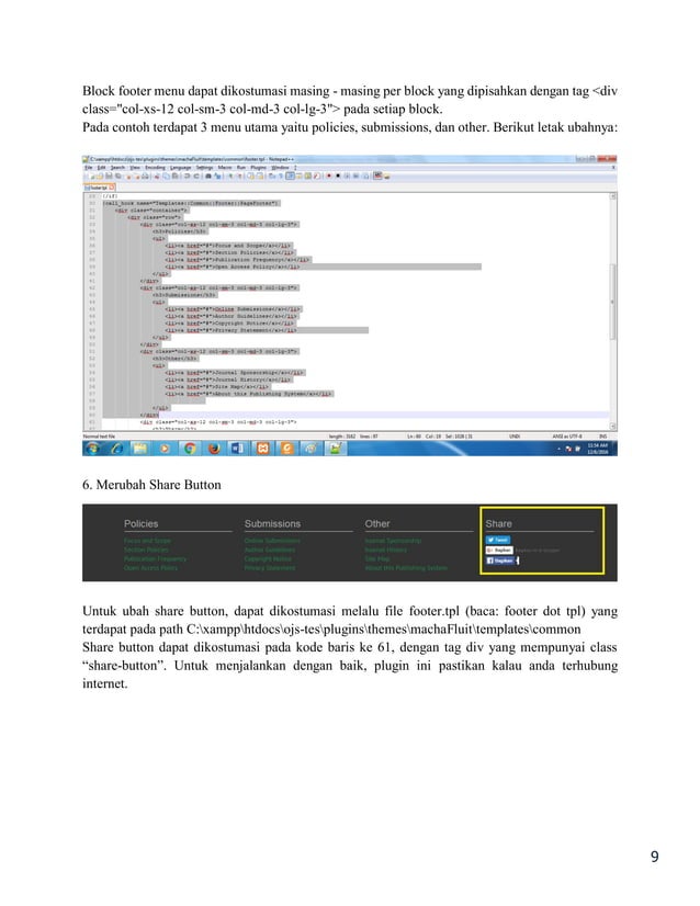 Tahapan kustomisasi theme untuk ojs | PDF