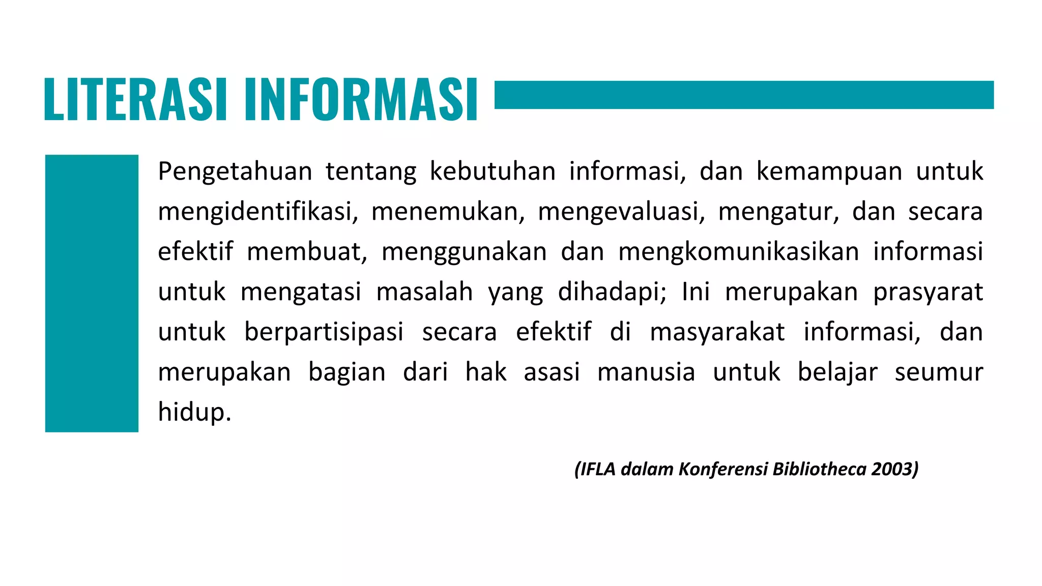 Tahapan literasi informasi 7 pilars & teknik penelusuran | PDF