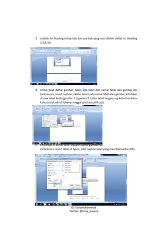 Tahapan membuat daftar isi, tabel, gambar secara cepat dan dalam 1 file | PDF