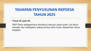 TAHAPAN PENYUSUNAN RKPDESA TAHUN 2025.pptx