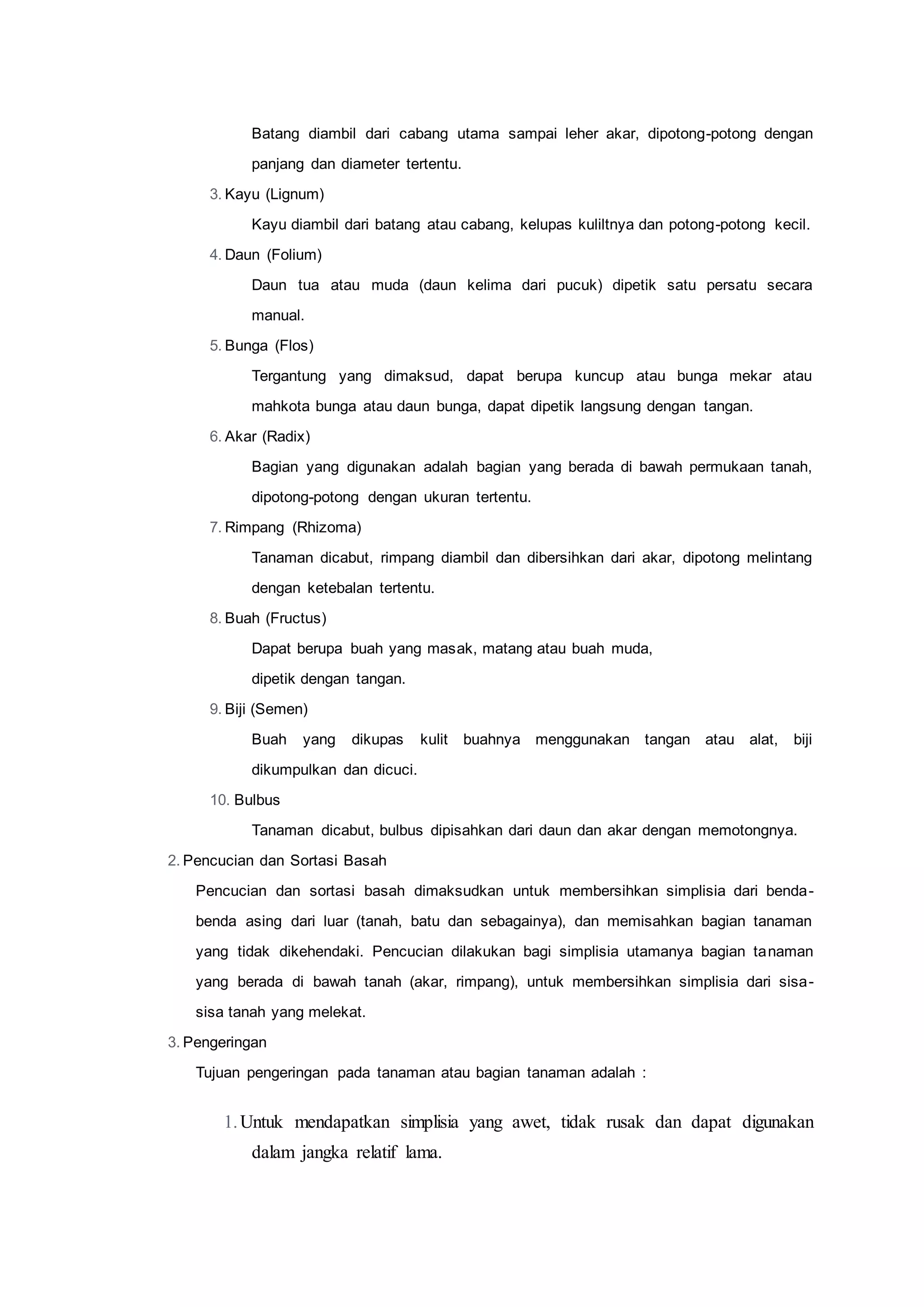 Tahapan simplisia | DOCX