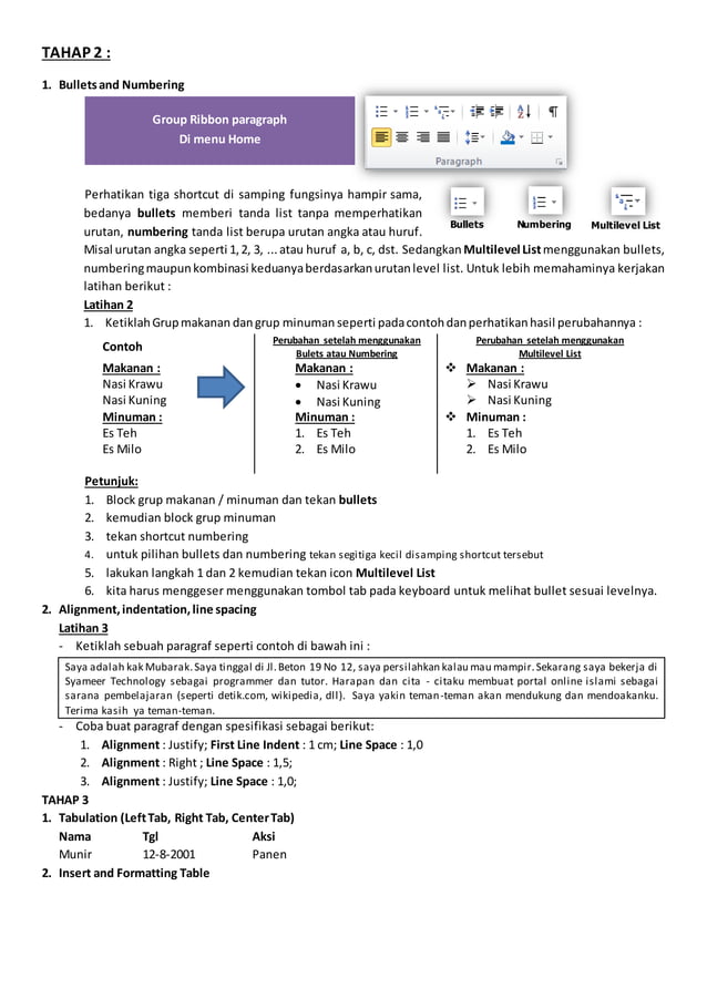 Tahap 1 ms word 2010 | DOCX