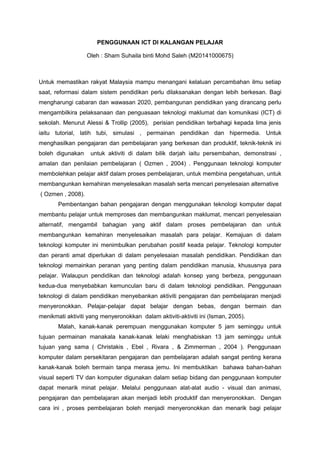 Tahap penggunaan ict di kalangan pelajar | DOC