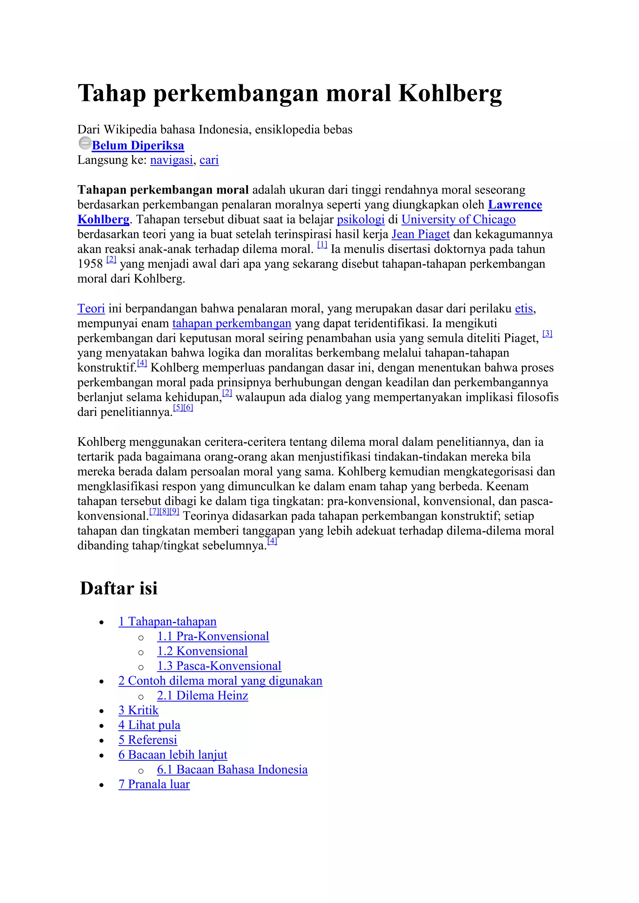 Tahap perkembangan moral kohlberg | DOCX