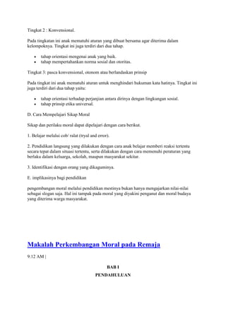 Tahap perkembangan moral kohlberg | DOCX