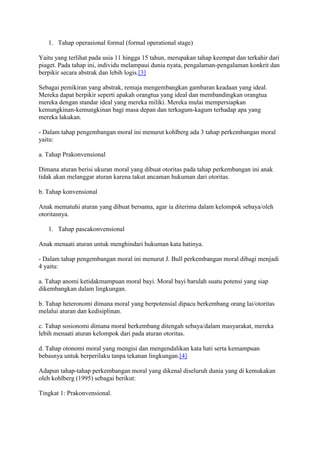 Tahap perkembangan moral kohlberg | DOCX