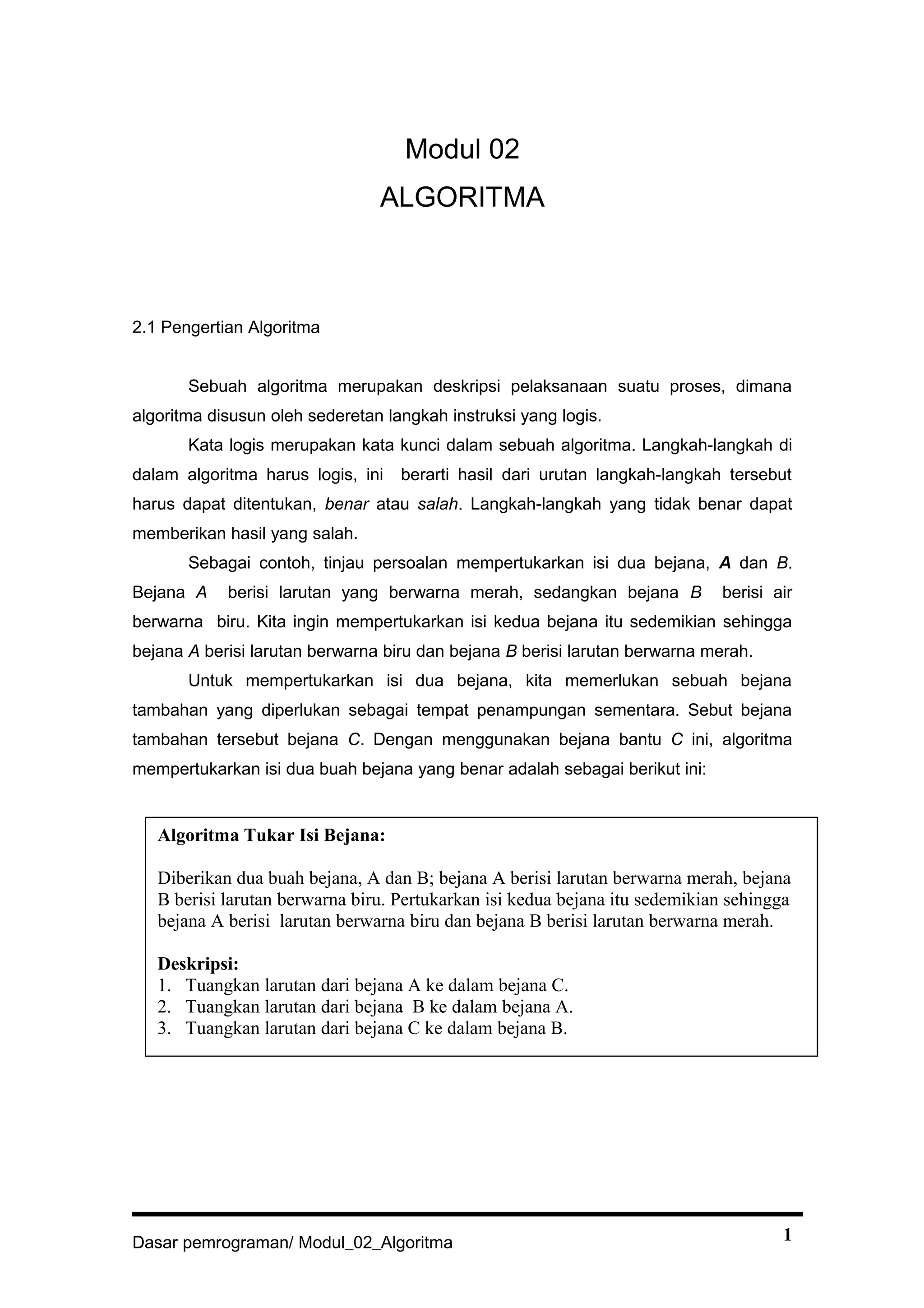 Dasar Pemrograman : Algoritma Pemrograman Pertemuan 2 | PDF