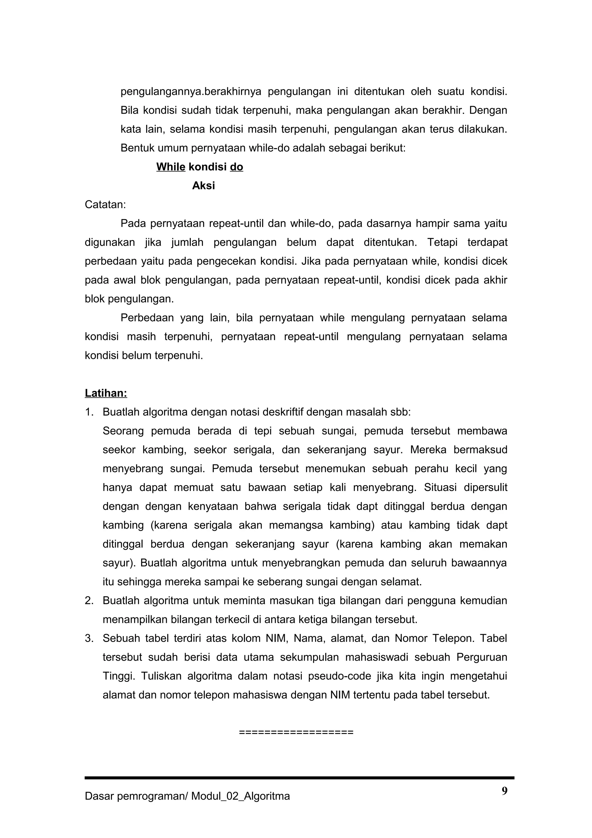 Dasar Pemrograman : Algoritma Pemrograman Pertemuan 2 | PDF