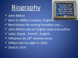 Milton’s Grand style | PPTX