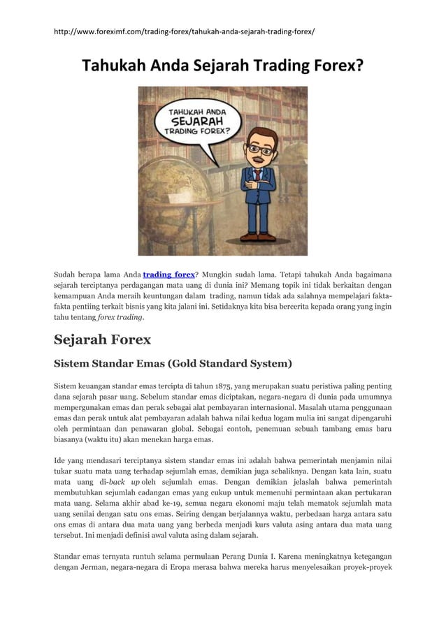 Tahukah anda sejarah trading forex | PDF