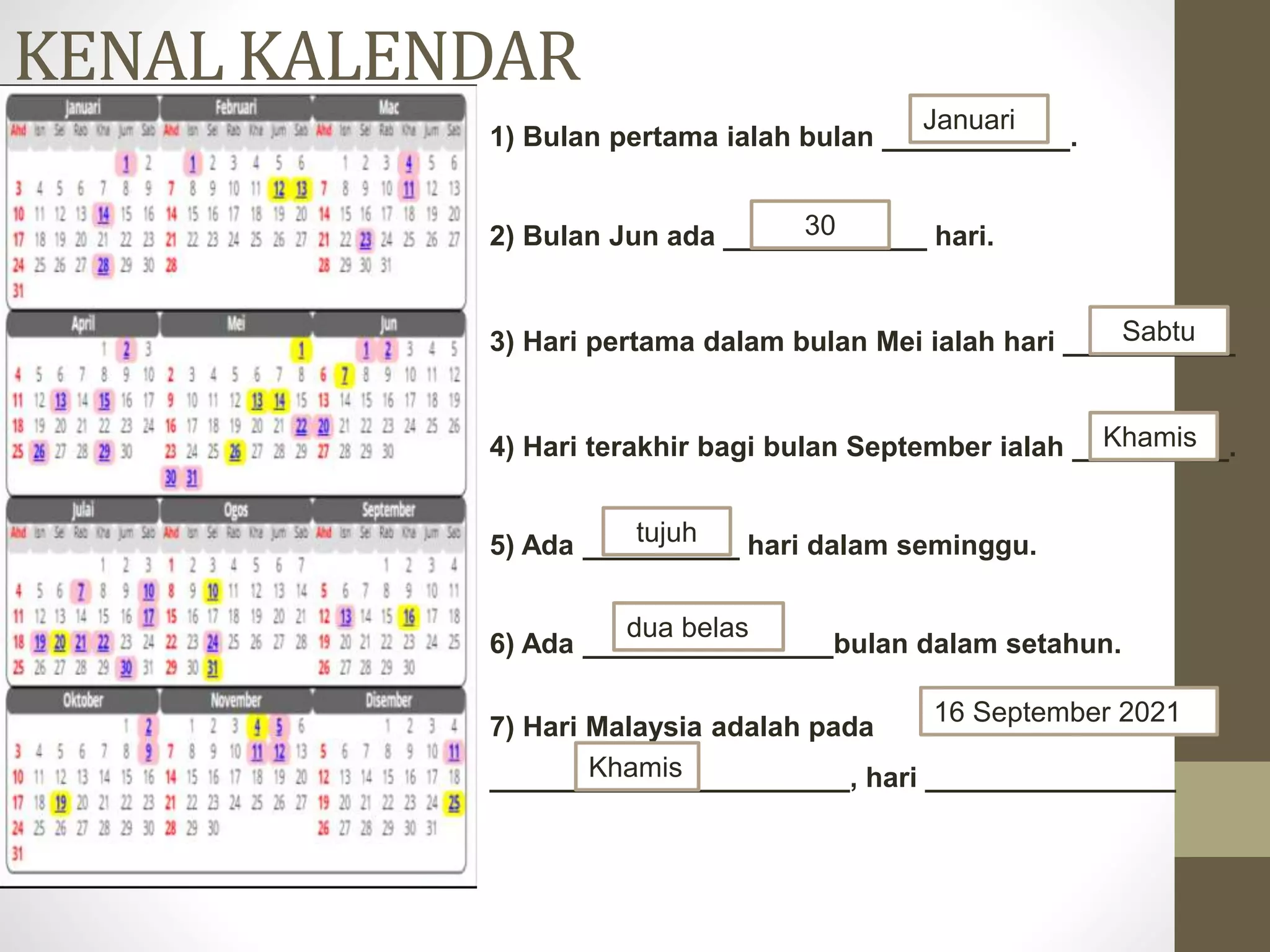 Tahun 3 topik 5 sebut dan rekod waktu & kenal kalander | PPTX