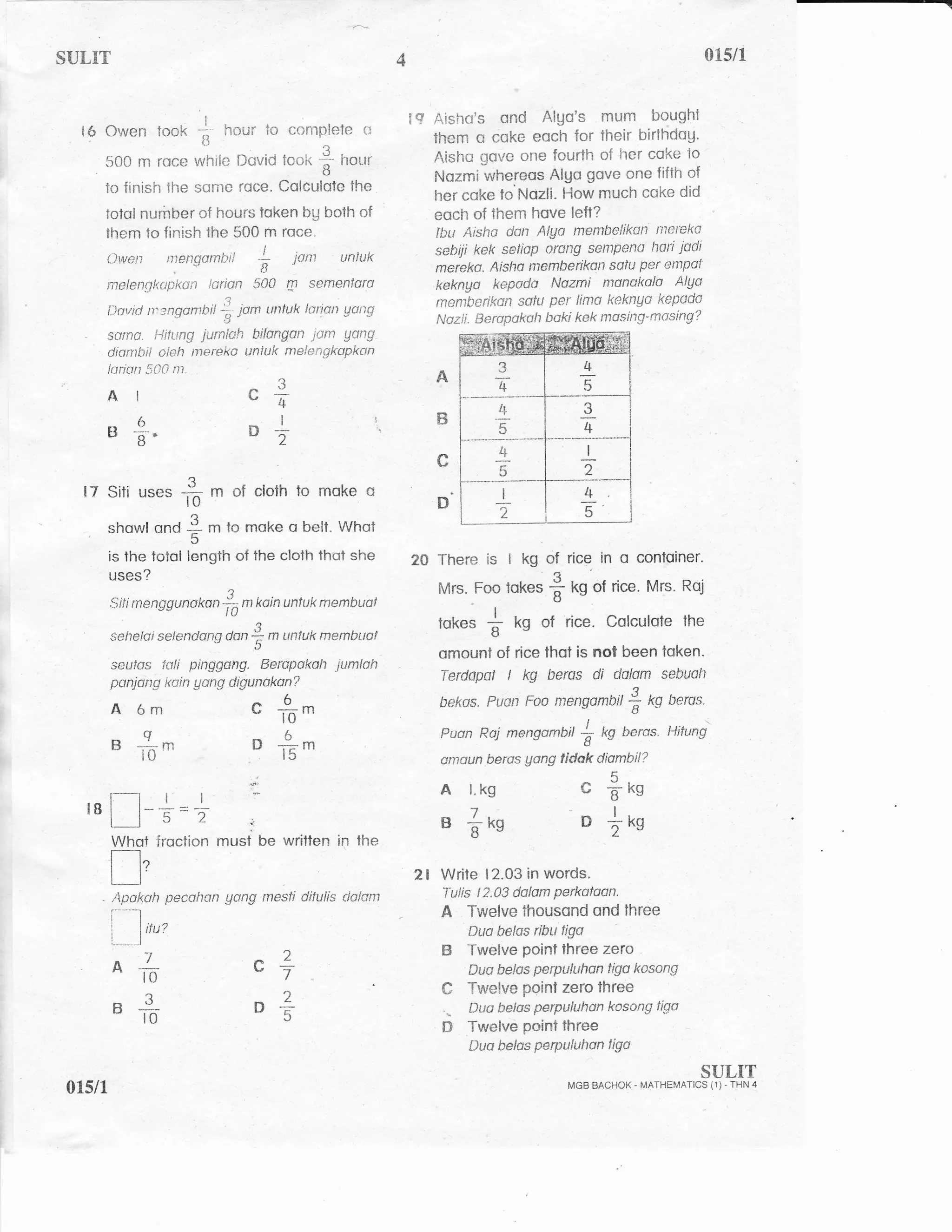 Tahun 4 kertas 1 april | PDF